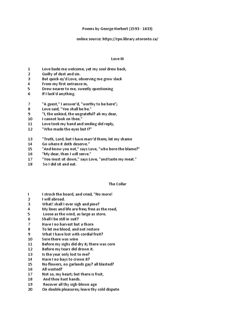 George Herbert's Poems Collection | PDF