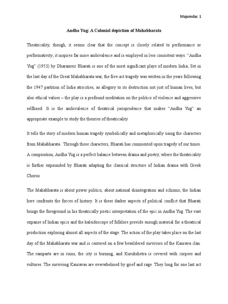 Andha Yug A Colonial Depiction of Mahabh | PDF | Business