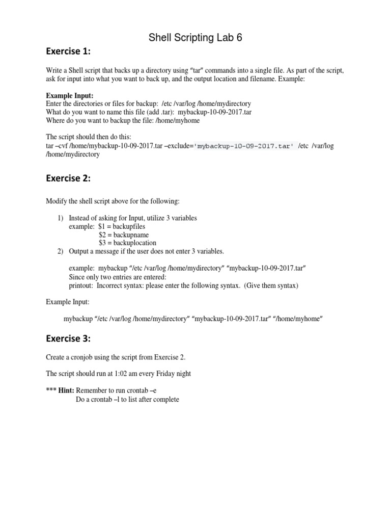 Lab 6 Shell Scripting | PDF