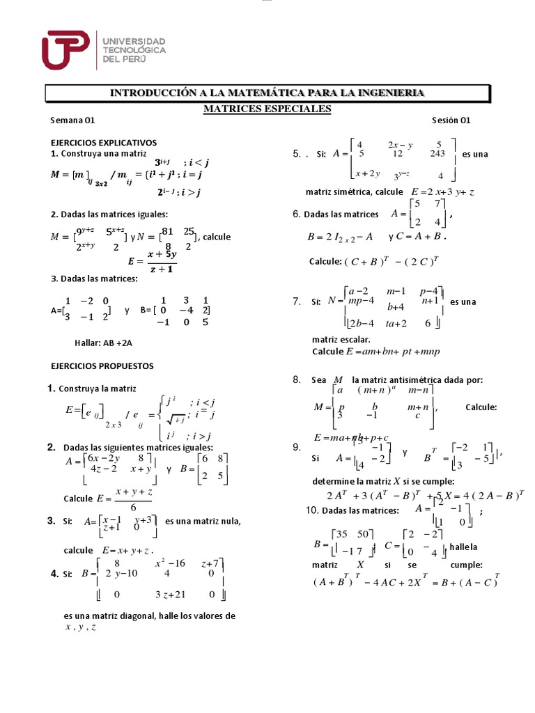 Ejercicios Sobre Matrices Ij | PDF | Análisis funcional | Matriz ...