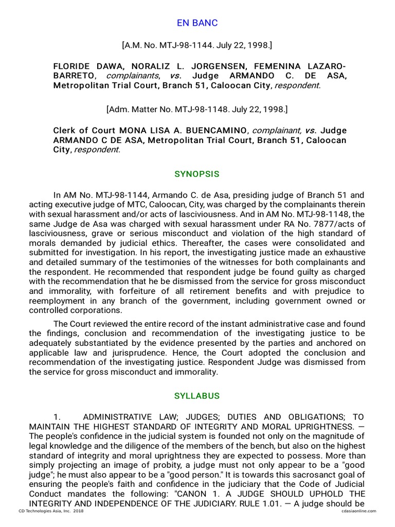 Dawa v. de - Asa | PDF | Integrity | Judge