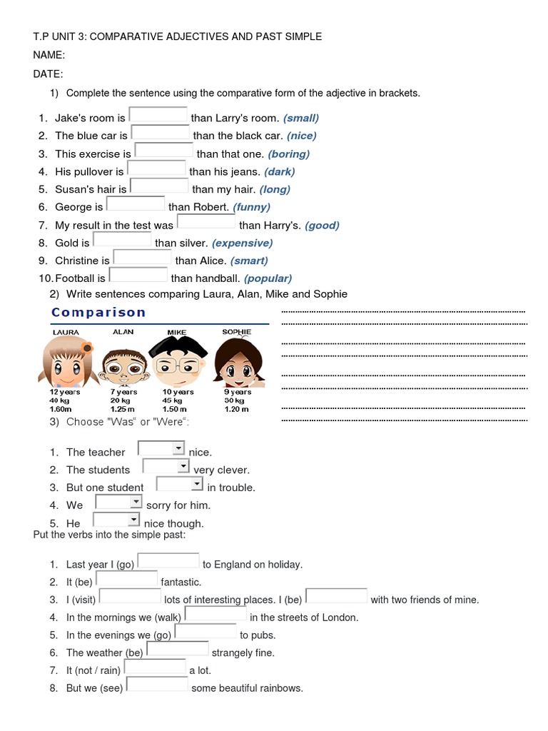 TP Comparatives and Past Simple | PDF