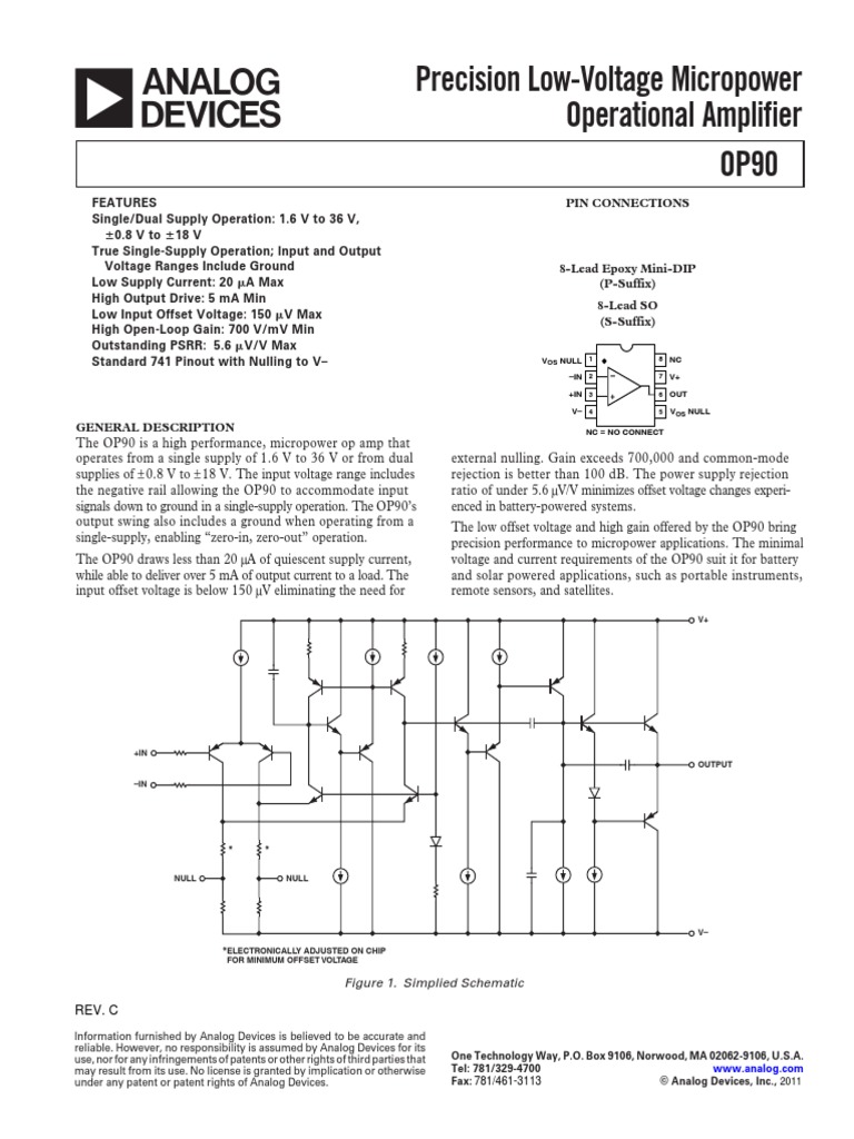 OP90 | PDF | Electrostatic Discharge | Operational Amplifier