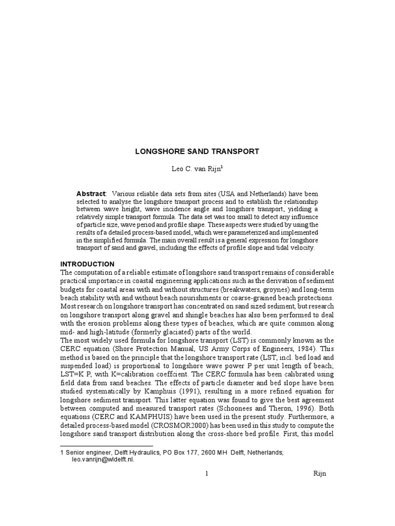 Longshore Sand Transport Analysis | PDF | Beach | Waves