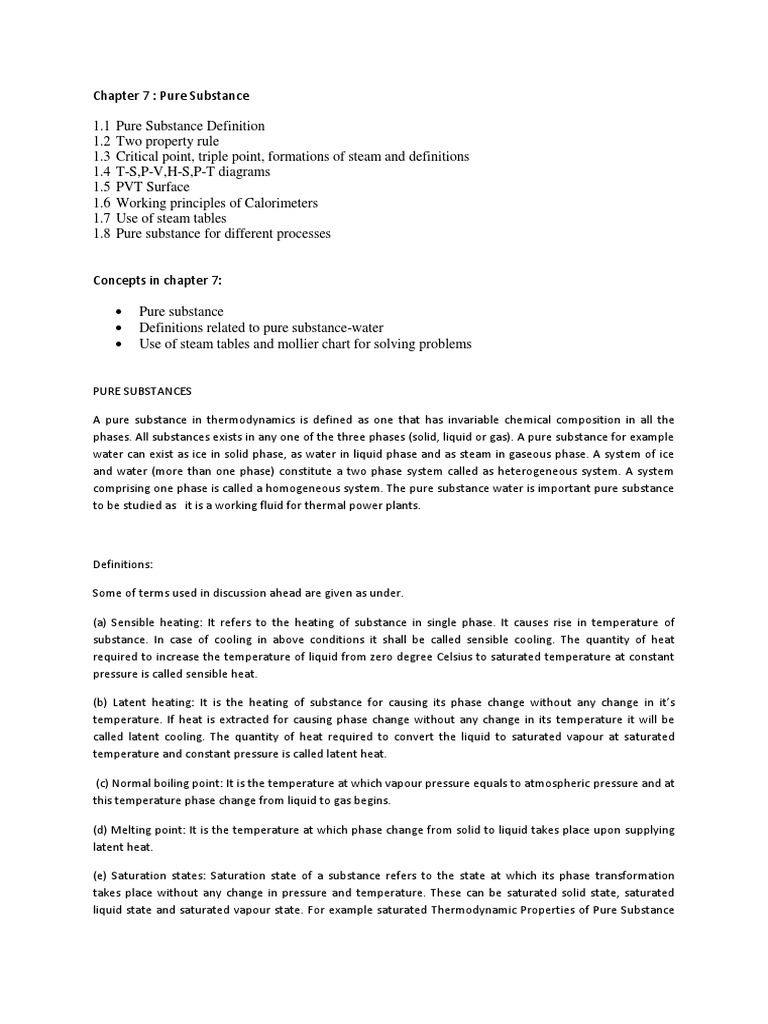 Understanding Pure Substances in Thermodynamics | PDF | Phase Diagram ...