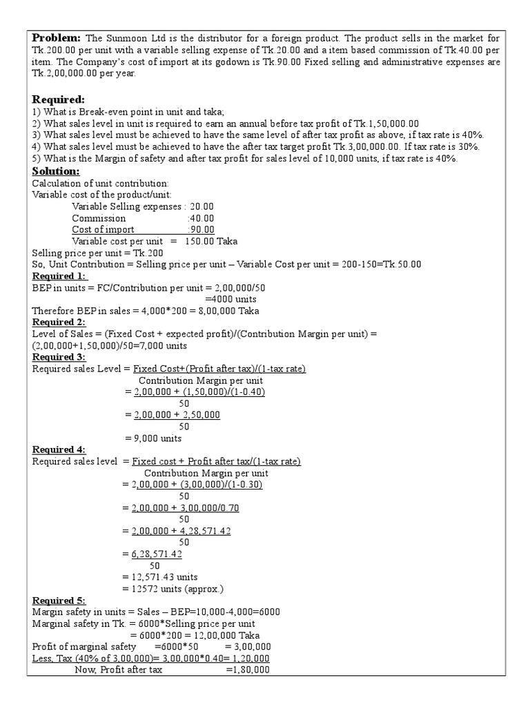 Break Even Math | PDF | Payments | Microeconomics