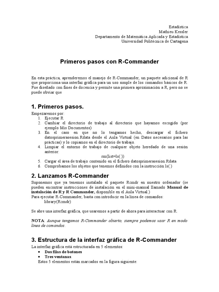 Primeros Pasos Con R-Commander | PDF | R (lenguaje de programación ...