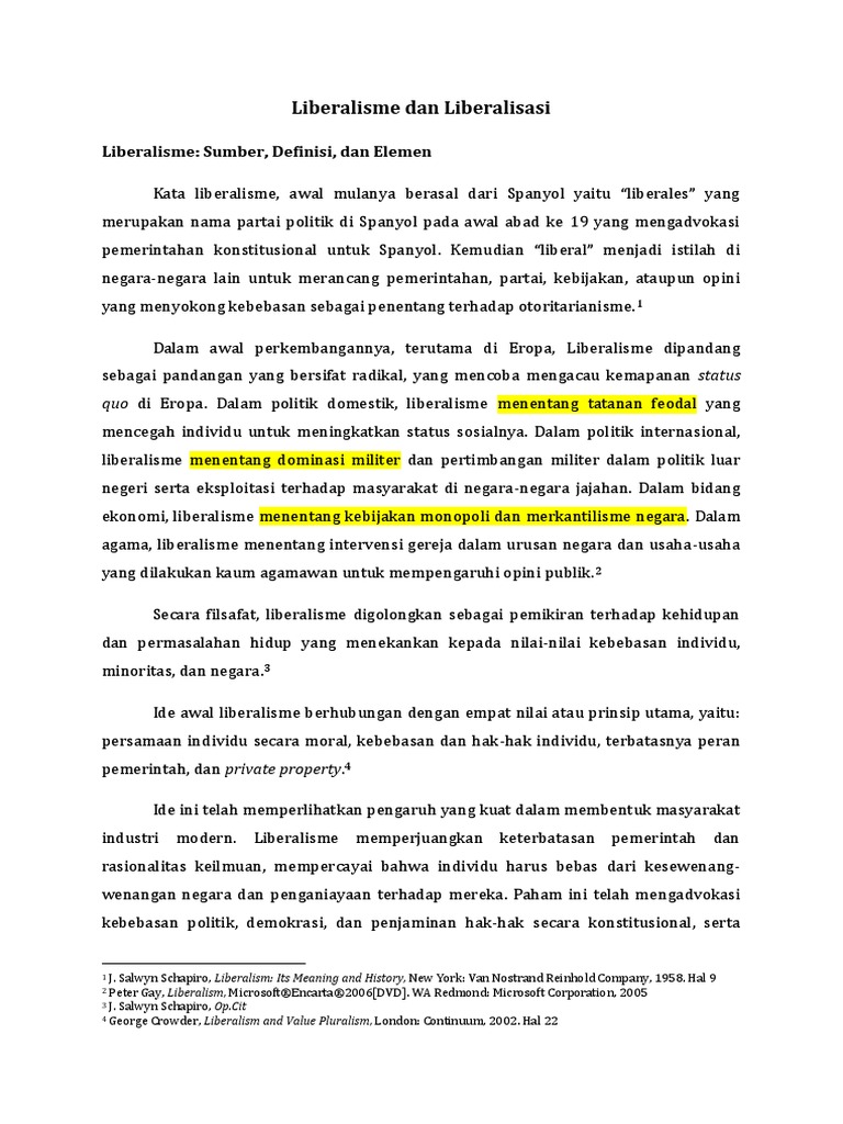 Liberalisme Dan Liberalisasi | PDF