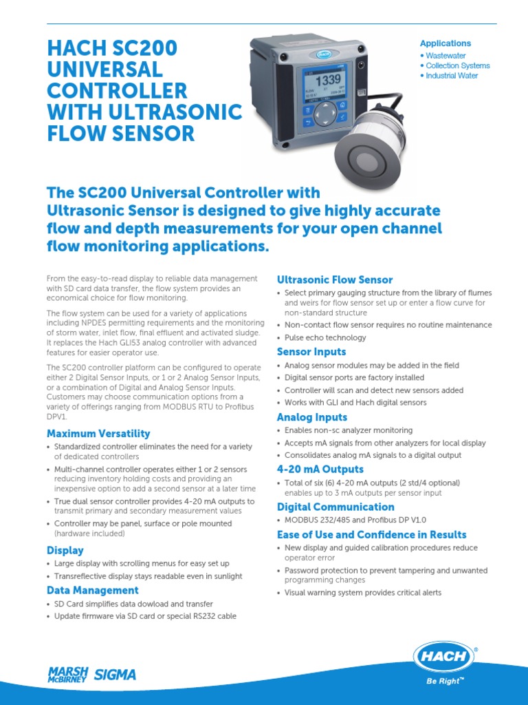 SC200 Controller Datasheet | PDF | Sensor | Flow Measurement