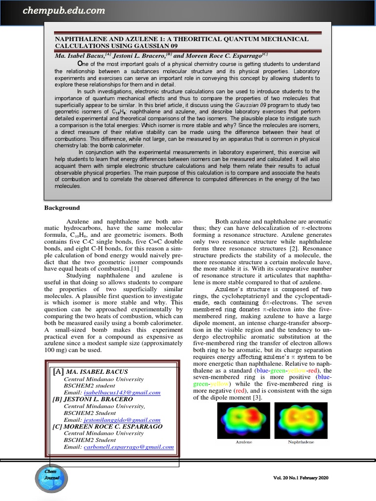 Azulene and Naphthalene | PDF | Computational Chemistry | Hartree–Fock Method