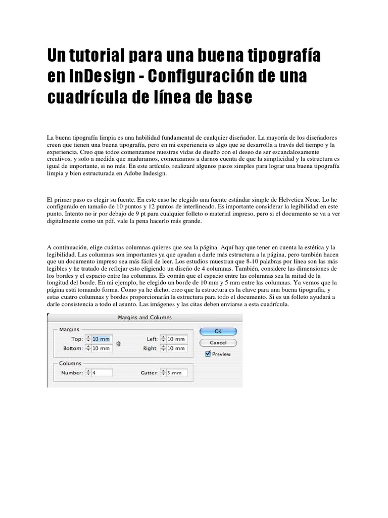 Un Tutorial para Una Buena Tipografía en InDesign | PDF | Tipografía ...