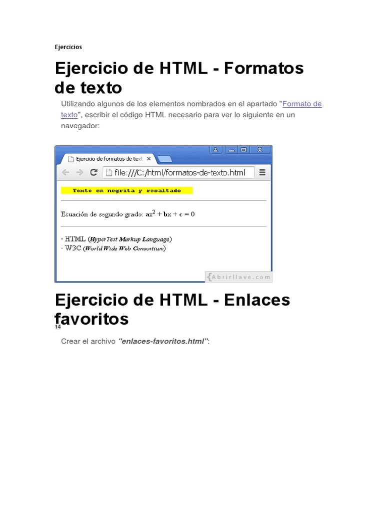 HTML: Ejercicios de Enlaces y Listas | PDF | Hipervínculo | HTML