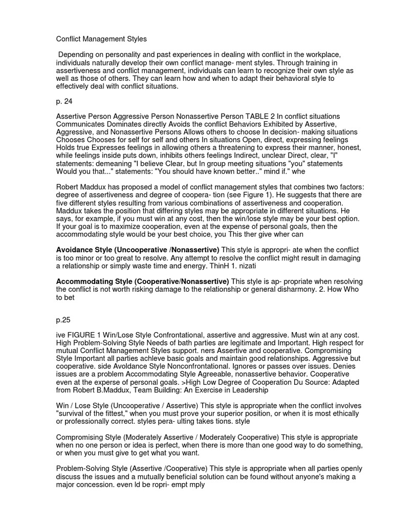 Understanding Conflict Management Styles | PDF | Conflict Resolution ...