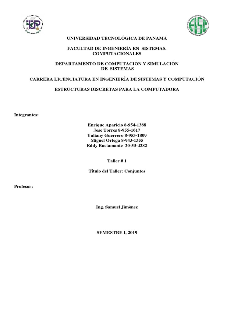 Tarea 1 de Estructura Discretas | PDF | Conjunto (Matemáticas) | Número ...