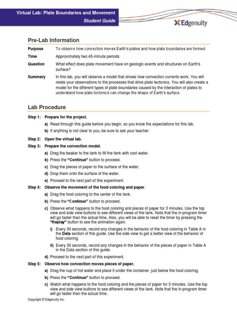 Plate Boundaries - Student - VirtualLabGuide | PDF | Plate Tectonics ...