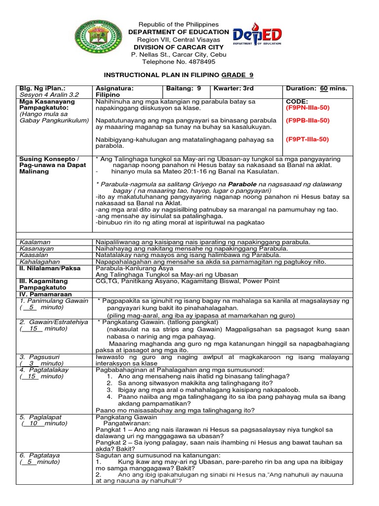 IPlan Template Carcar 1.1 | PDF