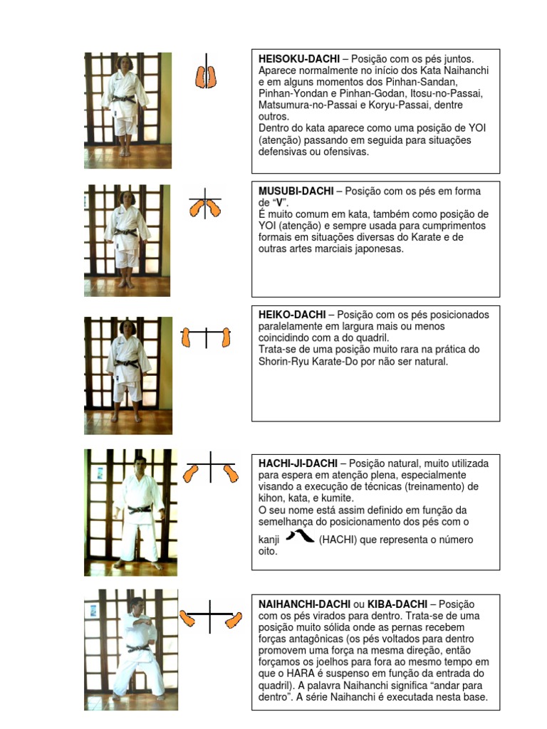 Posições básicas do Karate Shorin-Ryu | PDF | Karatê | Artes marciais ...