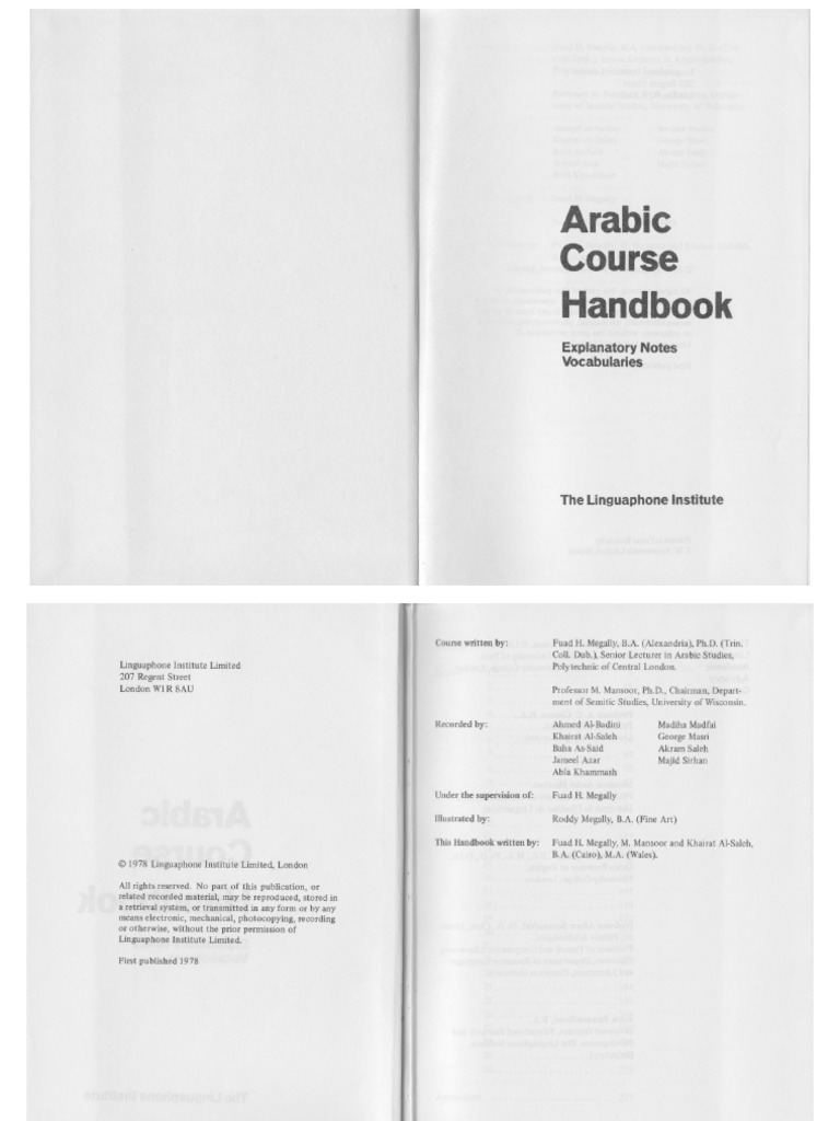 Linguaphone Arabic Handbook (1978) PDF | PDF