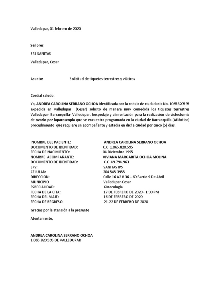 CARTA SOLICITUD DE VIATICOS.docx | Bienestar