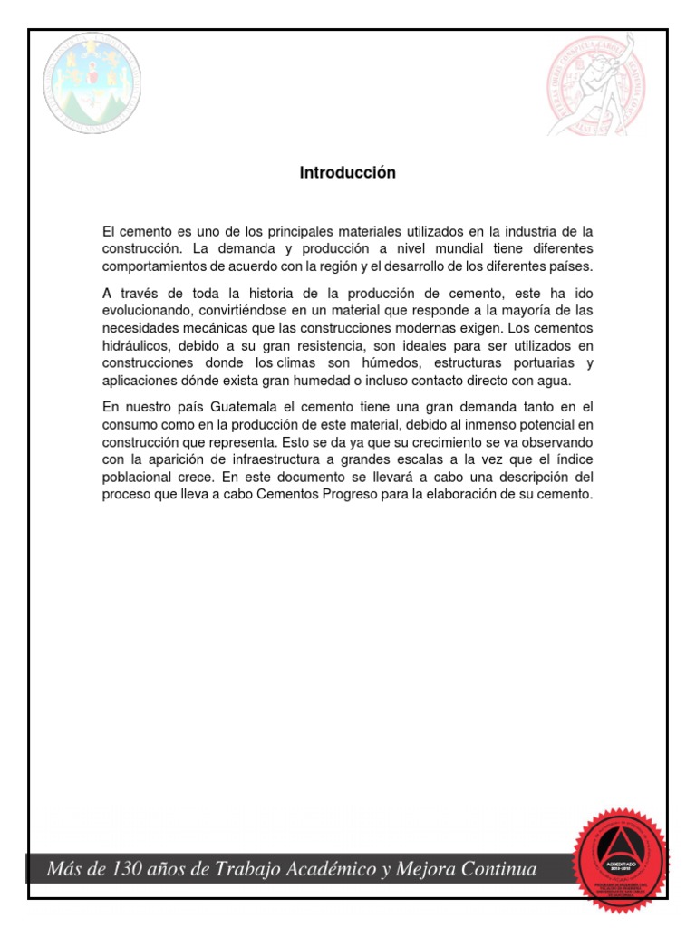 Proceso Del Cemento, Cementos Progreso | PDF | Cemento | Hormigón