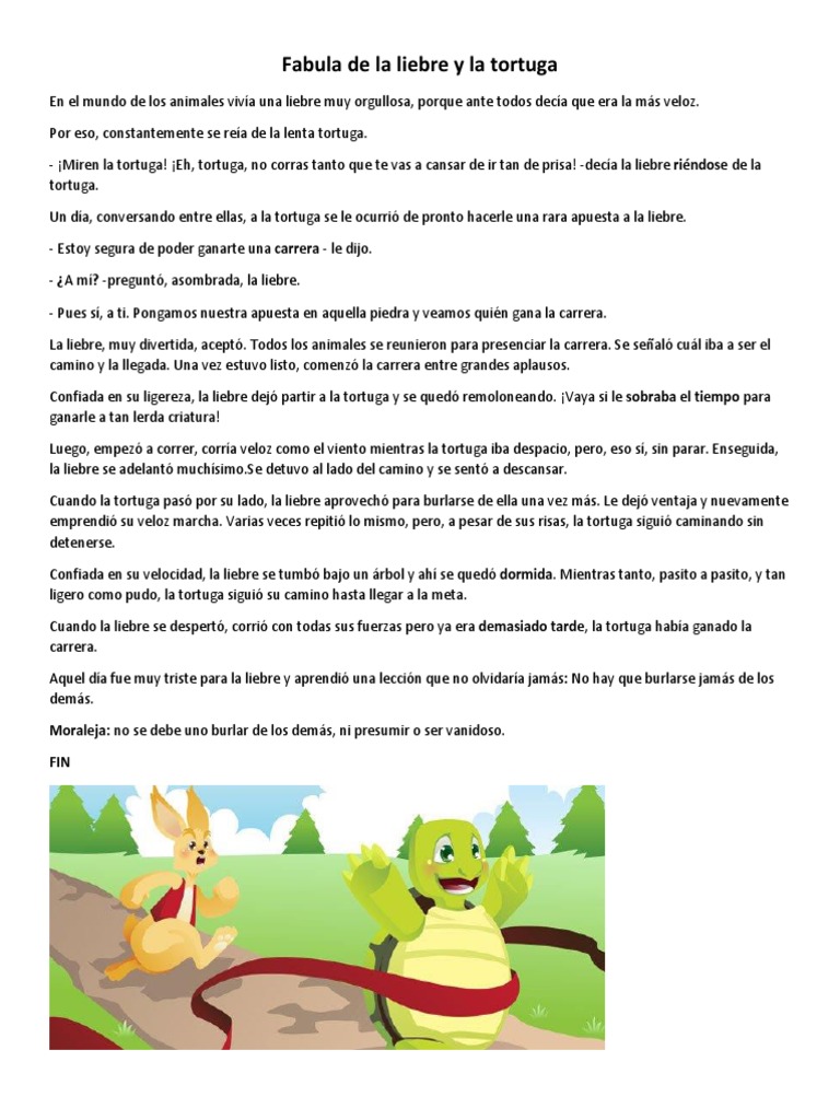 Fabula de La Liebre y La Tortuga | PDF