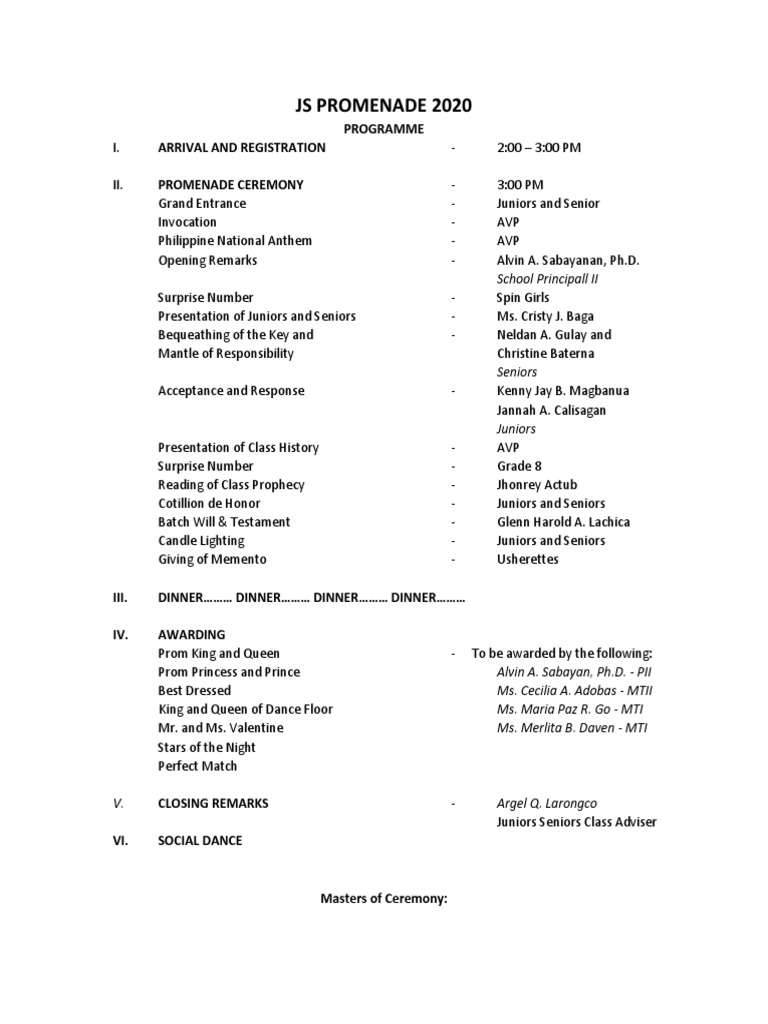 JS Promenade 2020 | PDF | Prom | Social Events