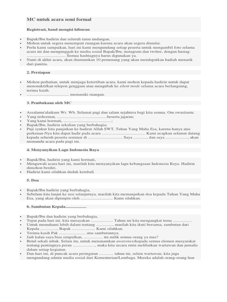 MC Untuk Acara Semi Formal | PDF