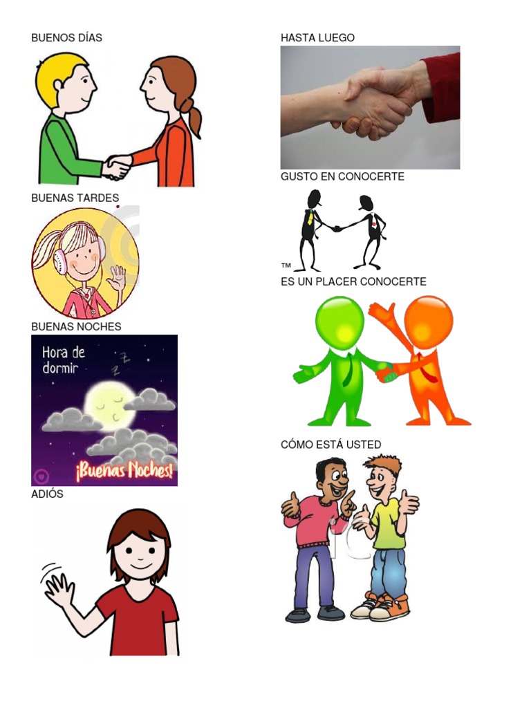 Saludos en Español Ilustrados | PDF