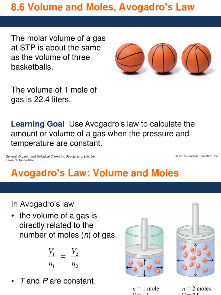 CH8 6 Volume and Moles Avogadros Laws GOB Structures 5th Ed | PDF ...