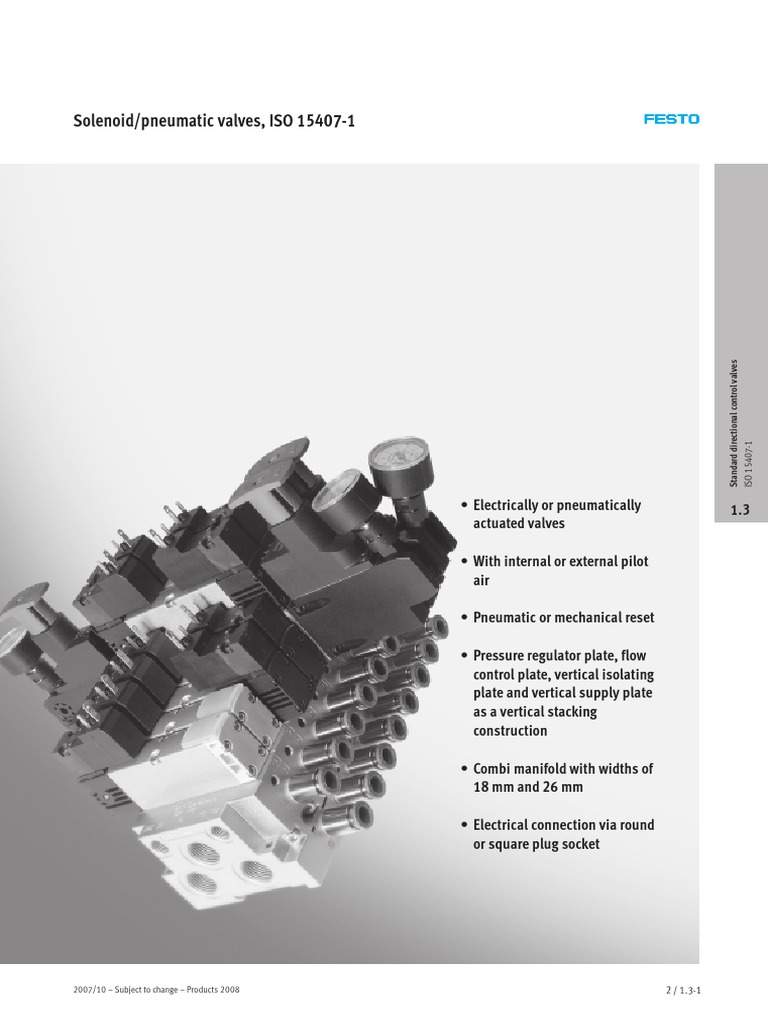 Solenoid Pneumatic Valves - ISO 15407-1 PDF | PDF | Valve | Switch