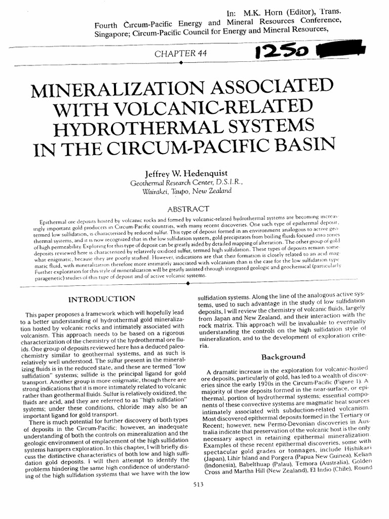 1987 - Hedenquist - MINERALIZATION ASSOCIATED WITH VOLCANIC RELATED ...