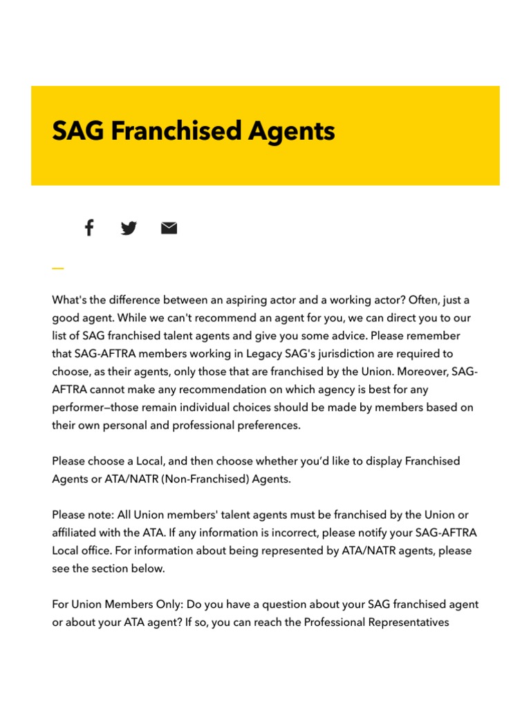 SAG Franchised Agents - SAG-AFTRA | PDF | Performing Arts | Entertainment
