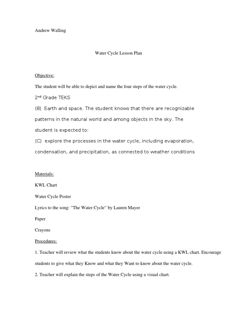 Water Cycle Lesson Plan | PDF | Foreign Language Studies | Science ...