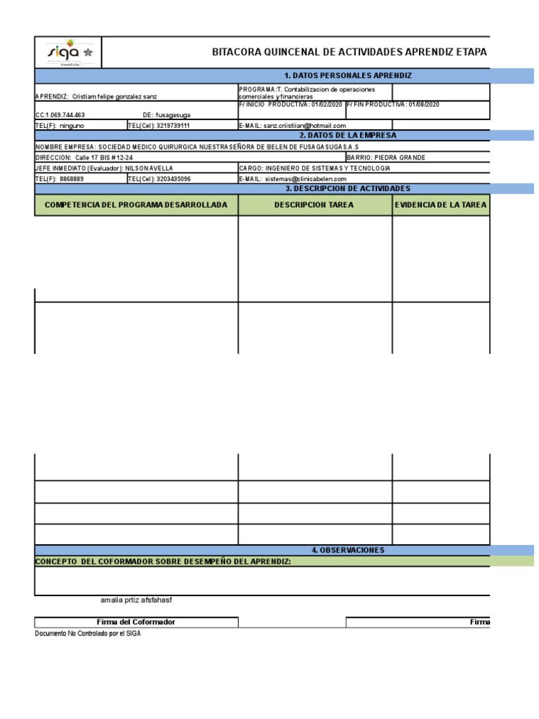 Formato Bitacoras G.D | PDF