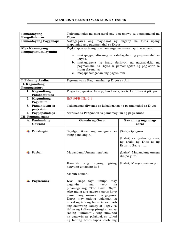 ESP 10 Detailed LP (Final) | PDF