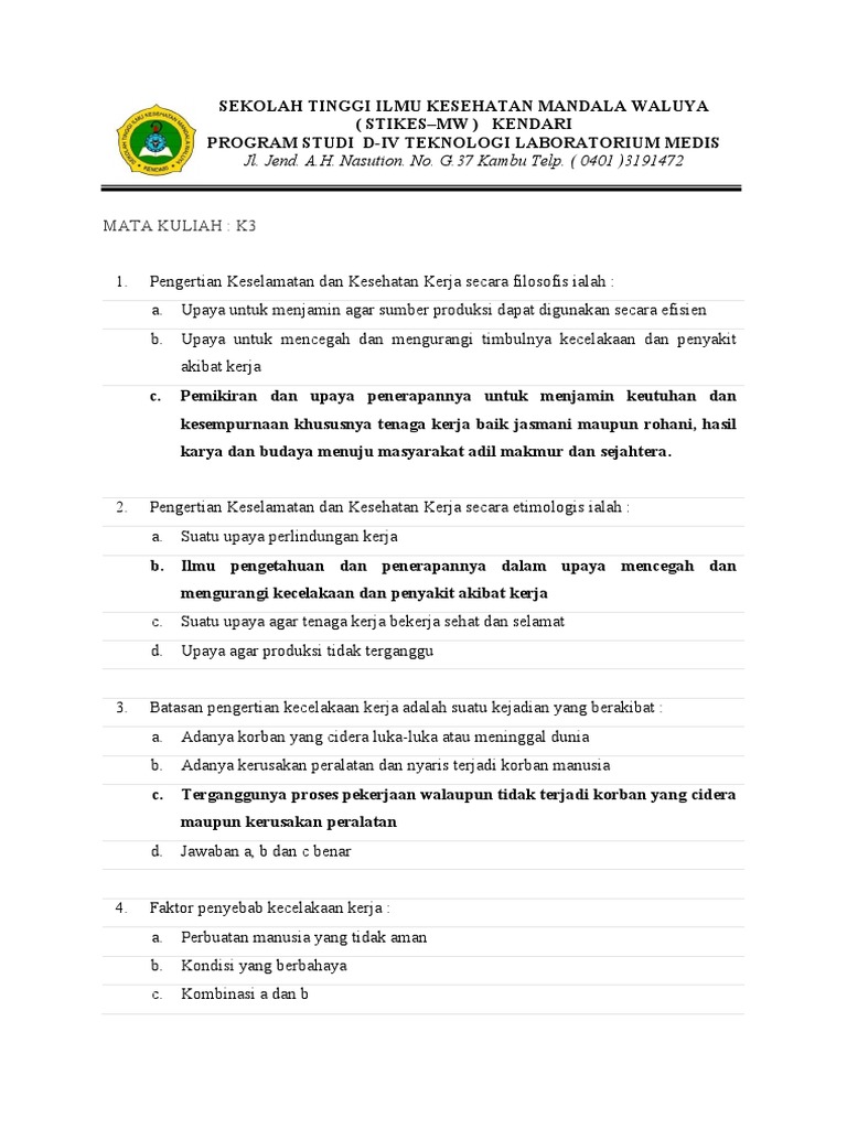 Soal k3 | PDF