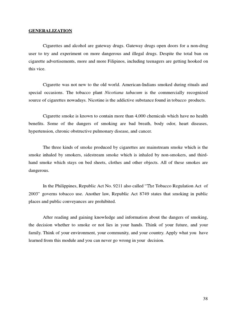 Grade 8 Health Summative Test Alcohol and Cigarette | PDF | Cigarette ...