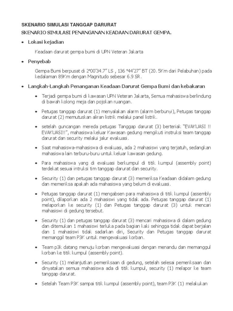 Skenario Simulasi Gempa | PDF