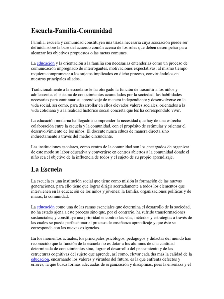 Escuela, Familia y Comunidad | PDF | Familia | Educación primaria