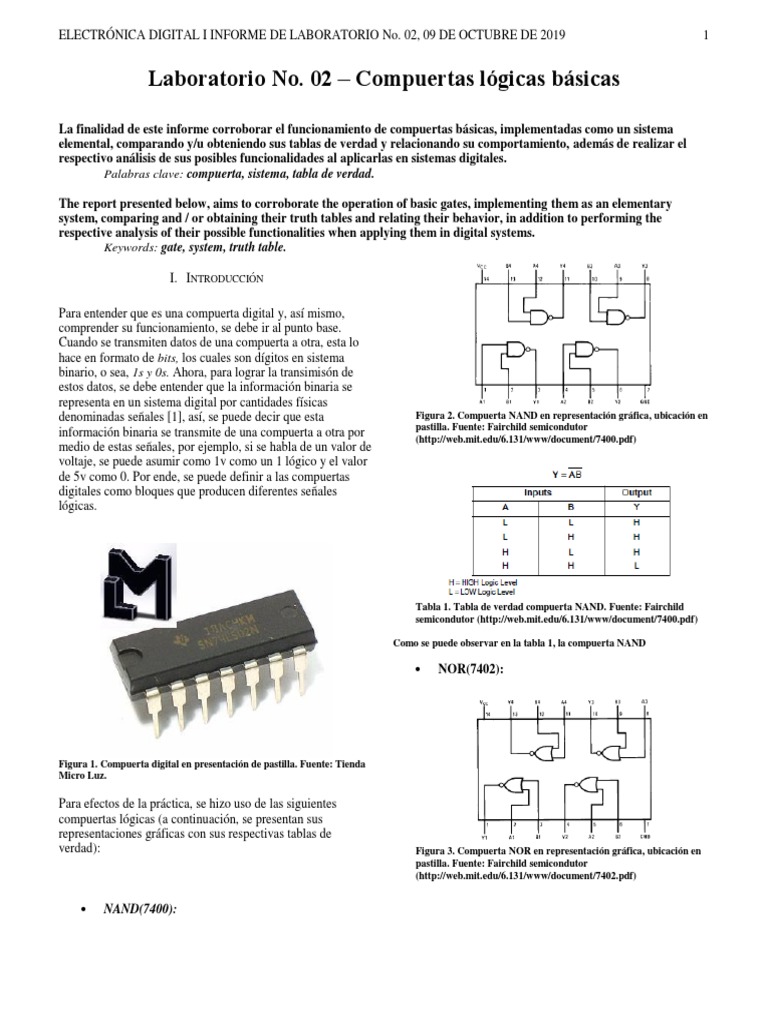 Informe Compuertas Básicas | PDF | Puerta lógica | Electrónica digital