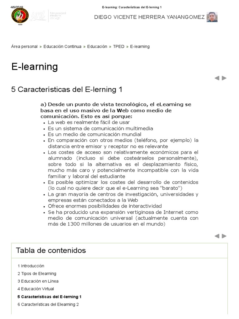 E-Learning - Características Del E-Lerning 1 | PDF | Internet | Cognición