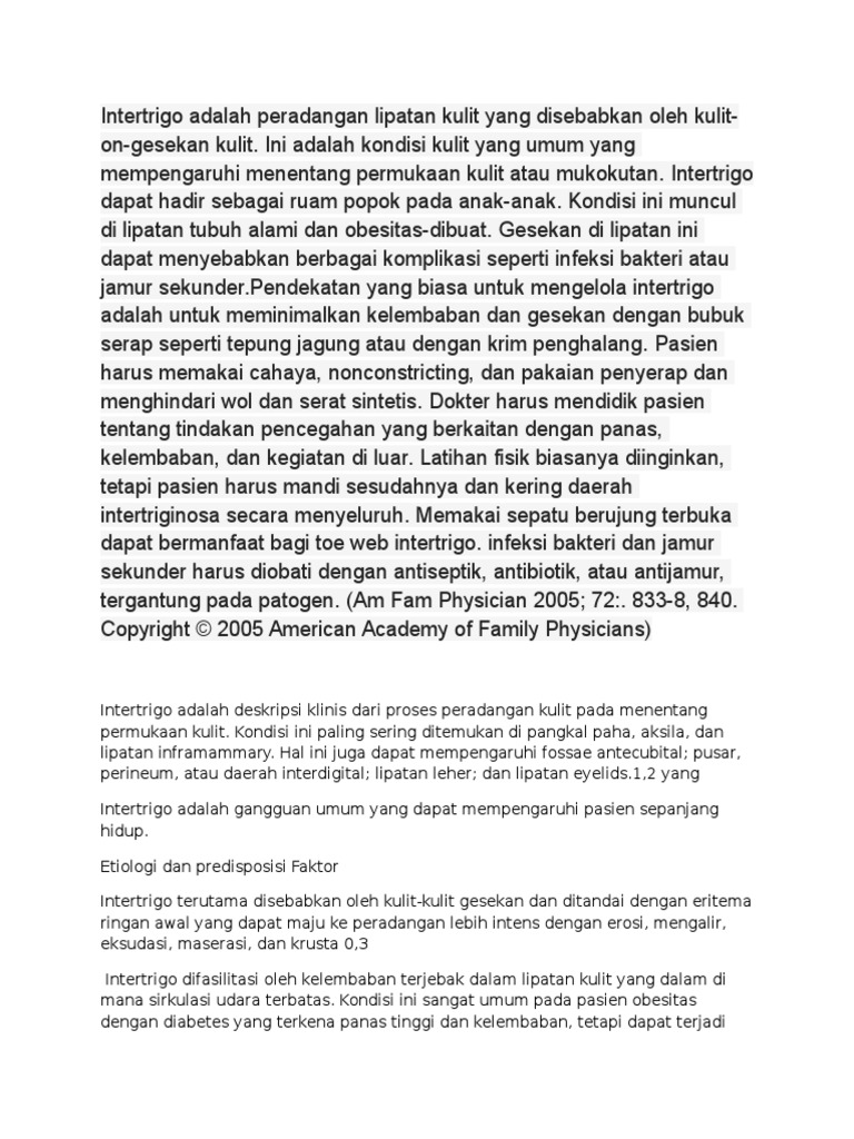 Intertrigo | PDF | Kesehatan Holistik | Teknologi & Rekayasa