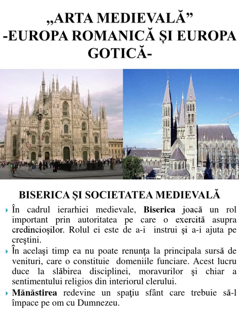 Prezentare Arta Medievala Stilul Romanic Si Gotic Cls. 9 | PDF