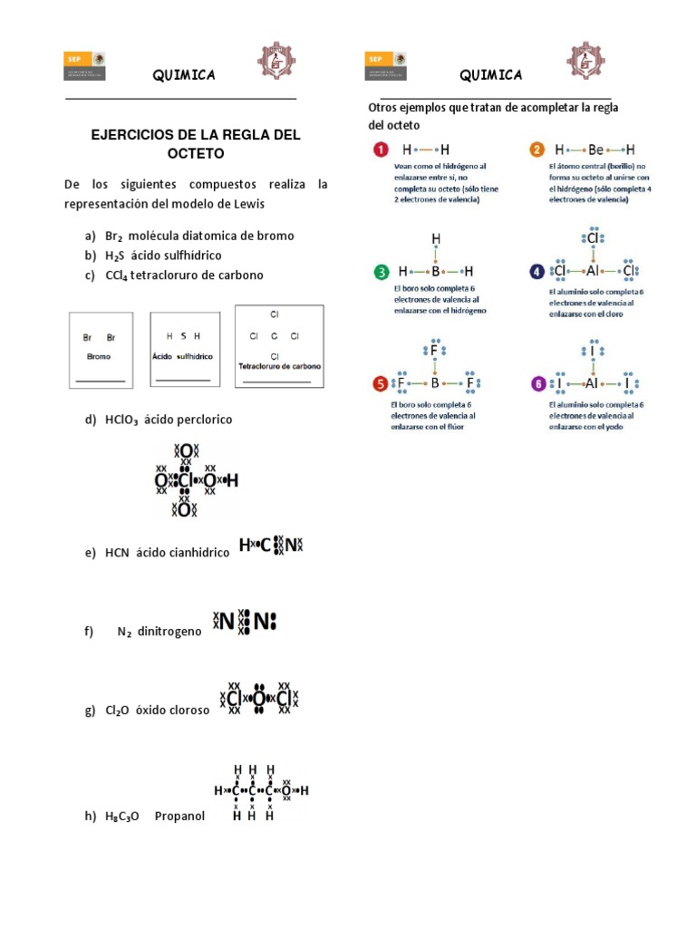 Ejercicio de La Regla Del Octeto PDF | PDF Ejercicio de La Regla Del Octeto PDF | PDF