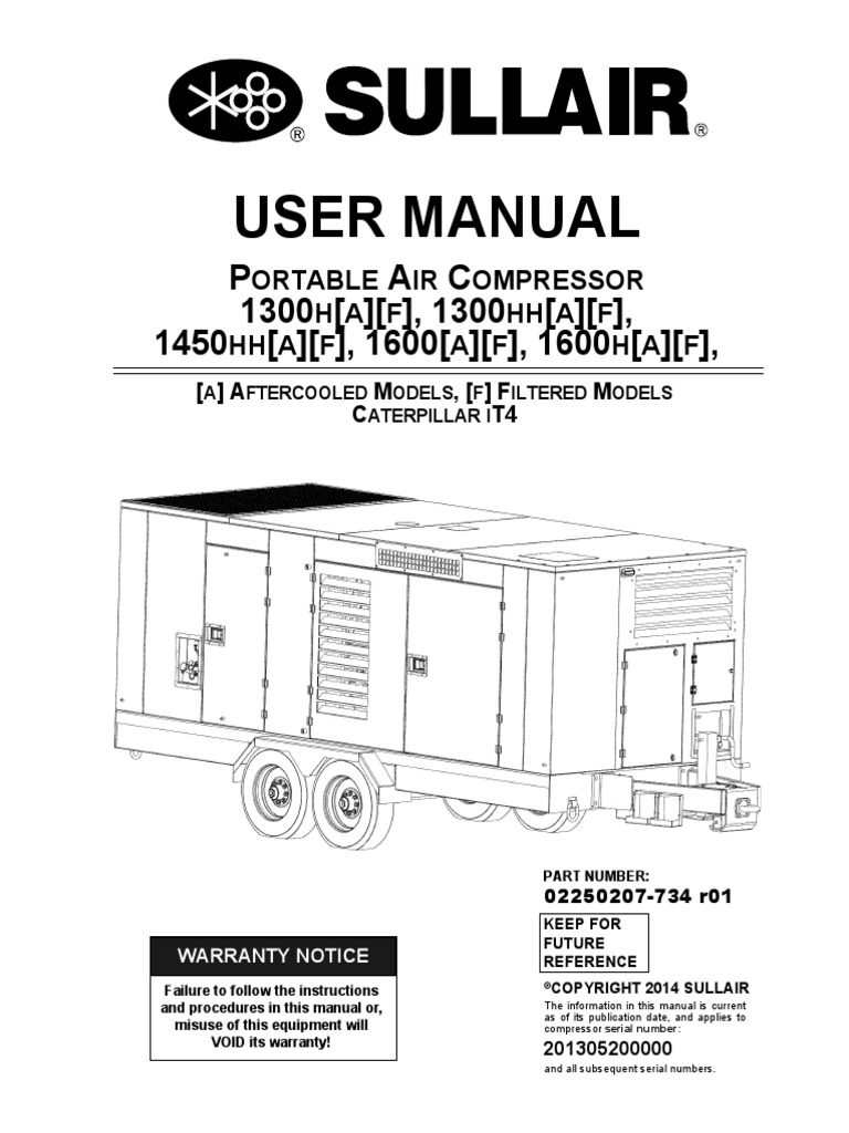 Sullair 1600H AF User Manual PDF | PDF | Exhaust Gas | Valve