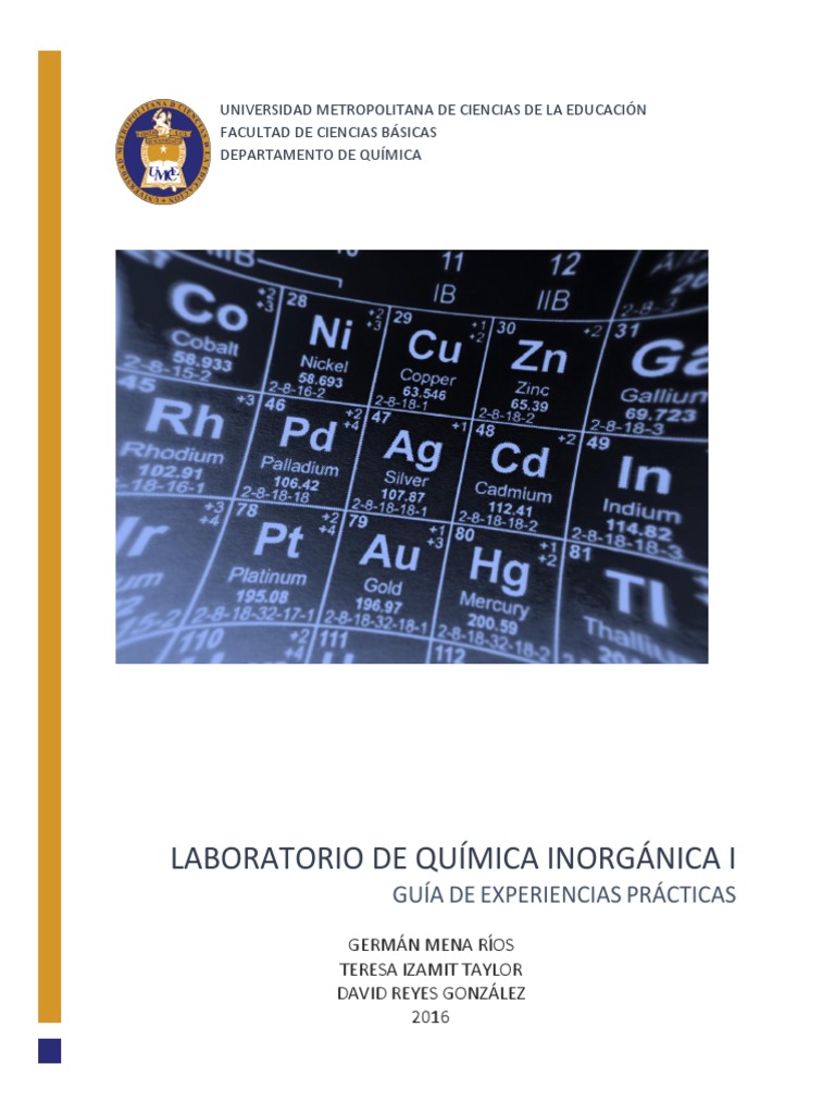 Guia Lab Inor 1 2016 Con Anexos PDF | PDF | Compuestos químicos ...