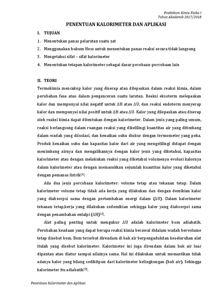 Kalorimeter: Penentuan dan Aplikasi | PDF