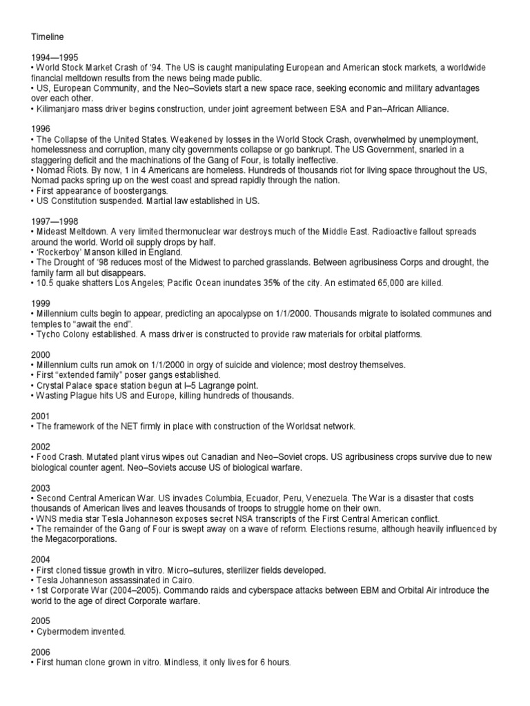 Cyberpunk Red Timeline | PDF | The United States | Unrest