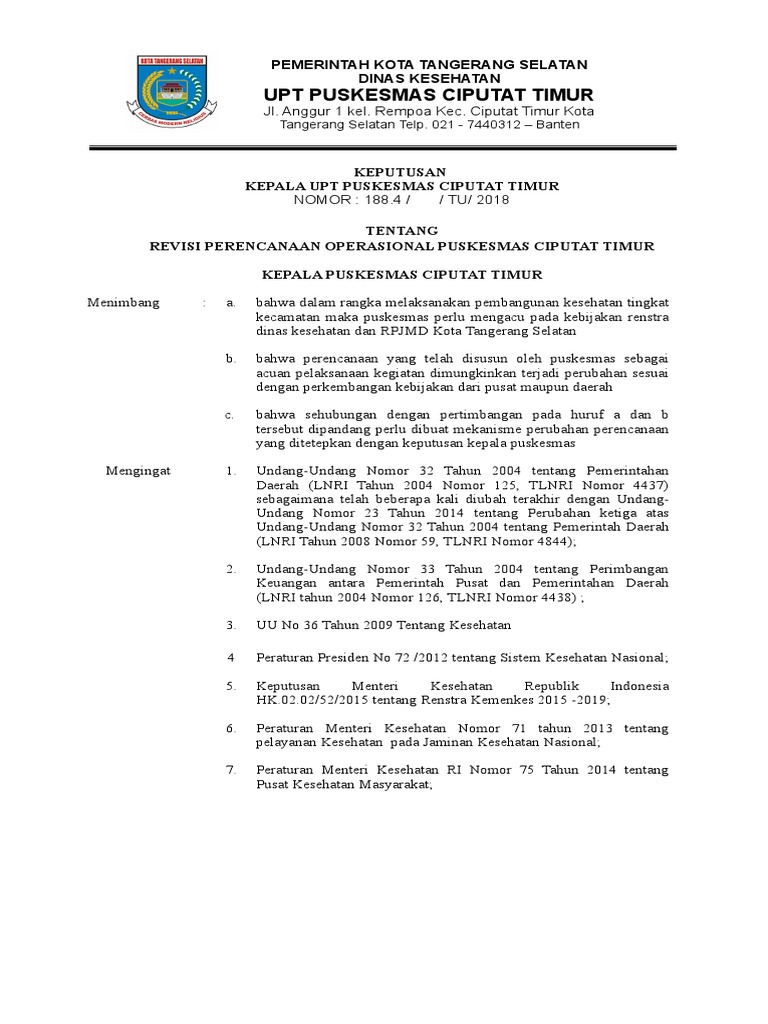 SK Revisi Perencanaan Operasional | PDF