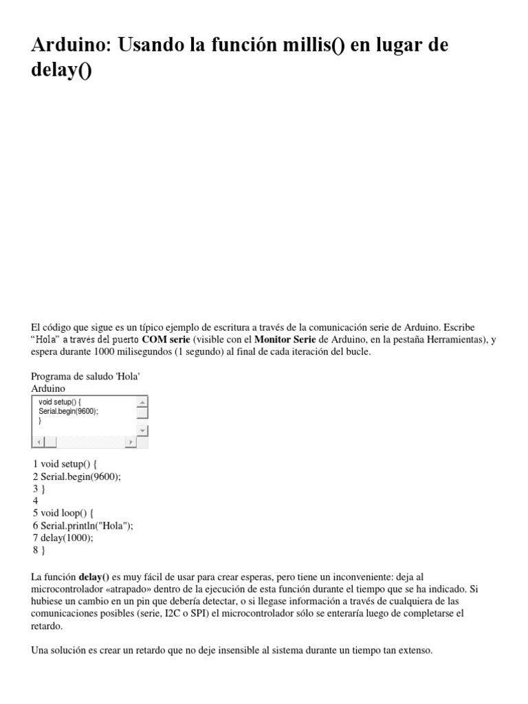 Uso de millis() en Arduino | PDF | Arduino | Programa de computadora